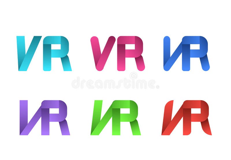 Set of VR Logo in Ribbon Style on White Stock Vector - Illustration of ...
