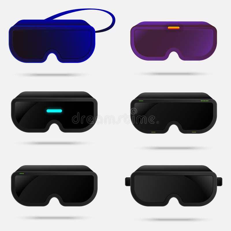 Set of VR Virtual Glasses Reality Game Interactive Technology ...