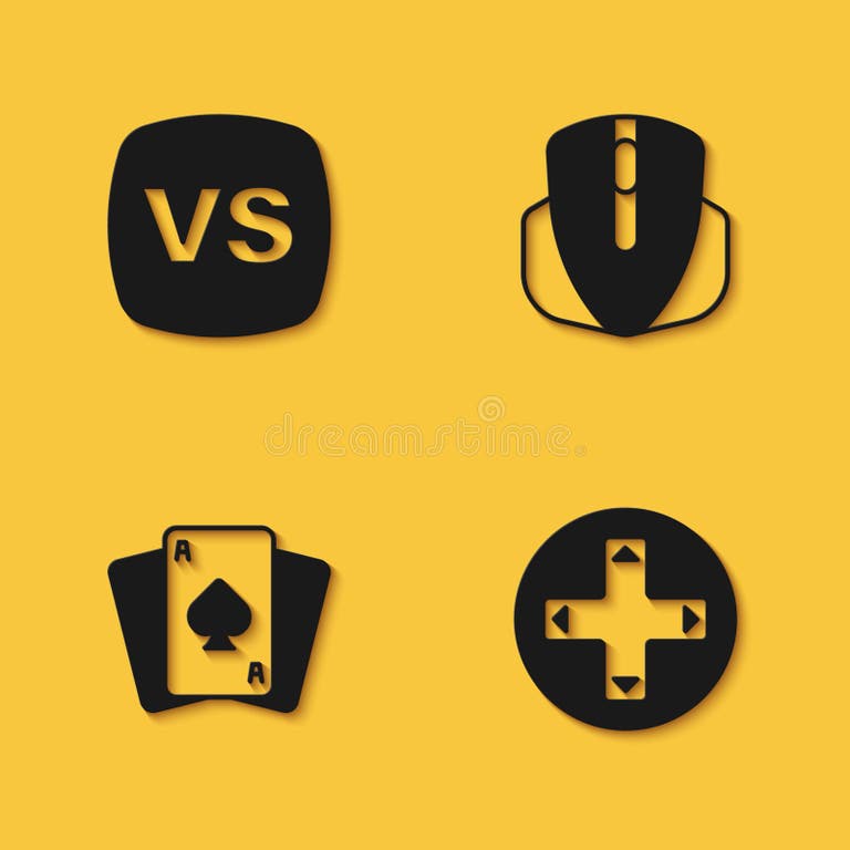 Set VS Versus Battle, Game Controller or Joystick, Playing Cards and ...