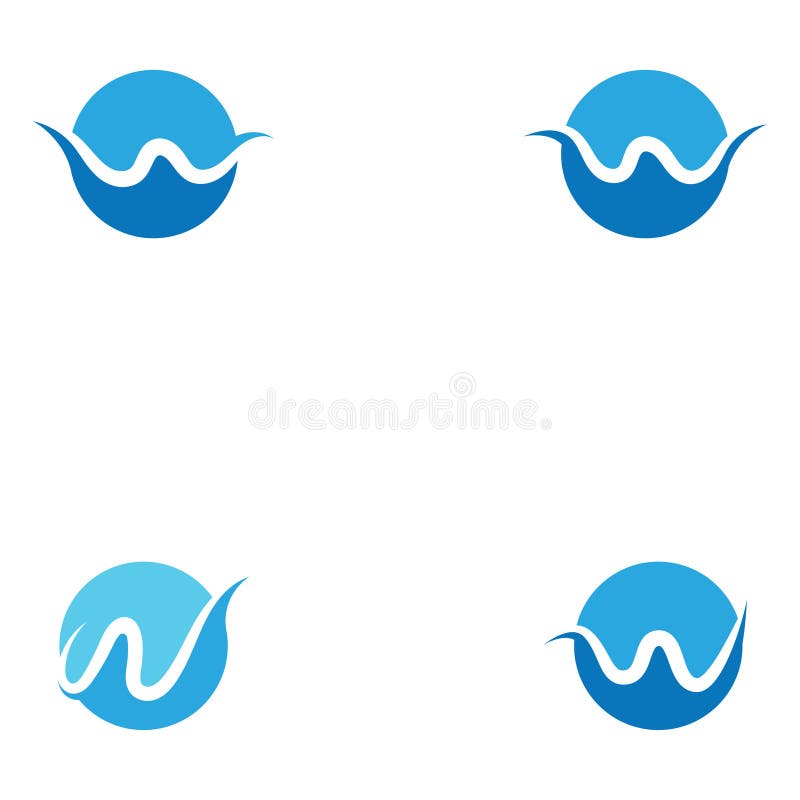 Set of W Water Wave Logo Template Vector Stock Illustration ...