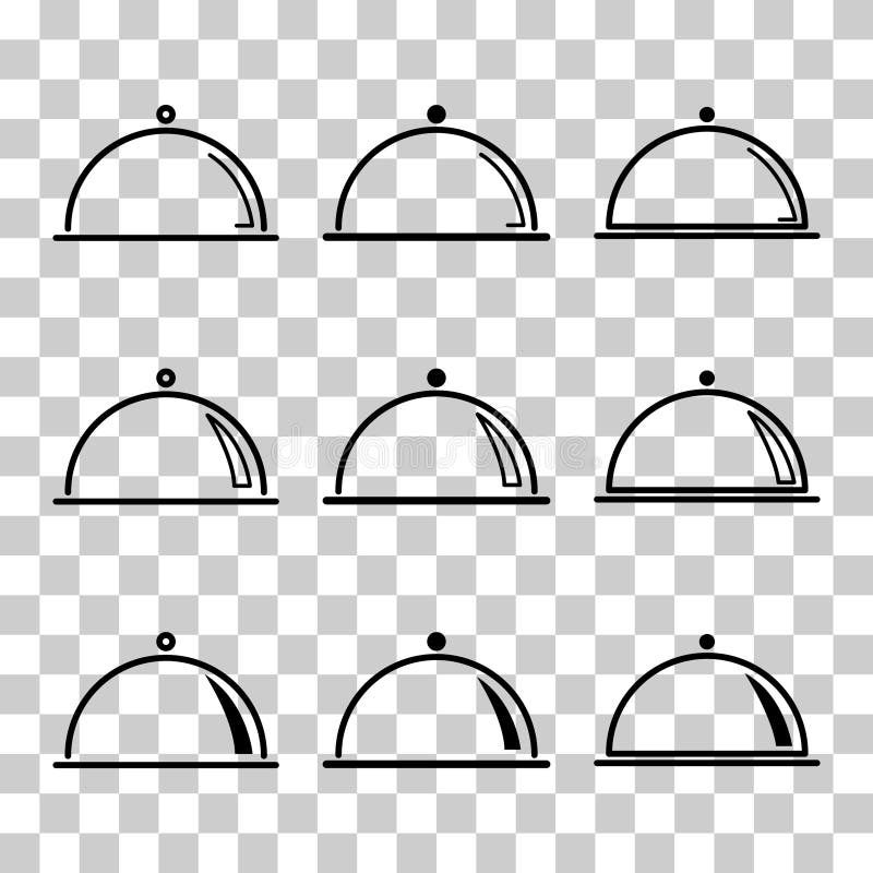 Set of Waiter Tray Icon, Dish Menu Restaurant Web Symbol, Lunch Design ...