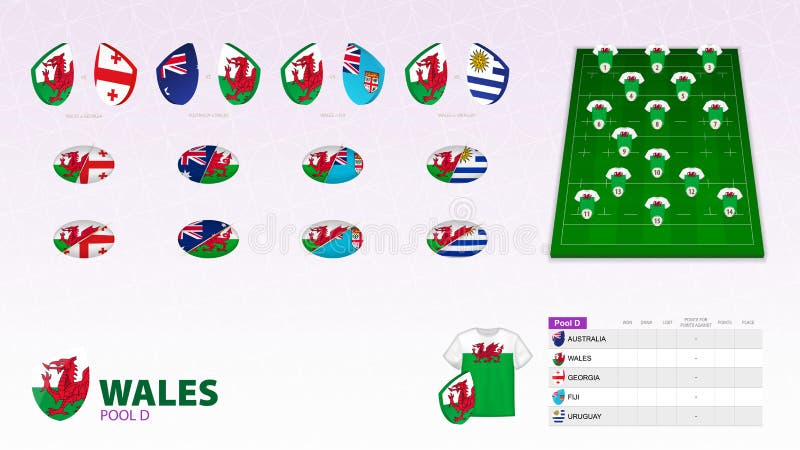 Set for Wales rugby team stock vector. Illustration of fiji - 158349498