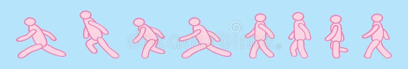 Set of Boy Walk Cycle Cartoon Icon Design Template with Various Models ...