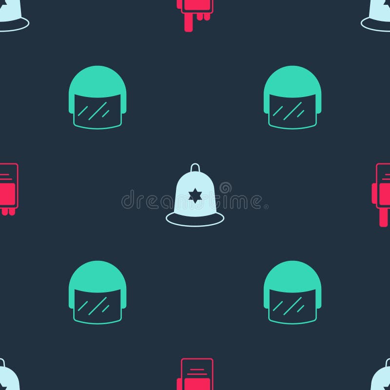 Set Walkie Talkie, British Police Helmet and Police on Seamless Pattern ...