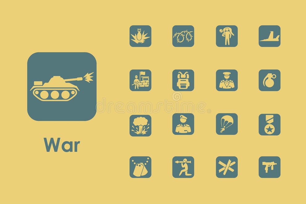 Set of war simple icons stock vector. Illustration of defender - 61550931