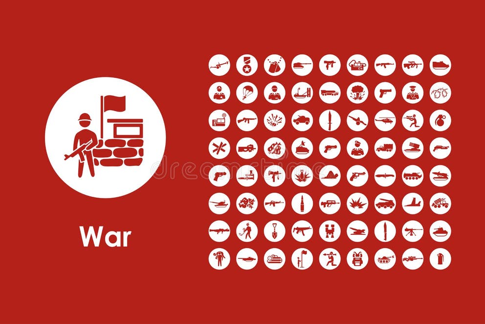 Set of war simple icons stock vector. Illustration of element - 67358250