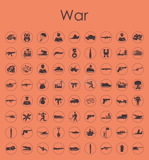 Set of war simple icons stock vector. Illustration of element - 79127837