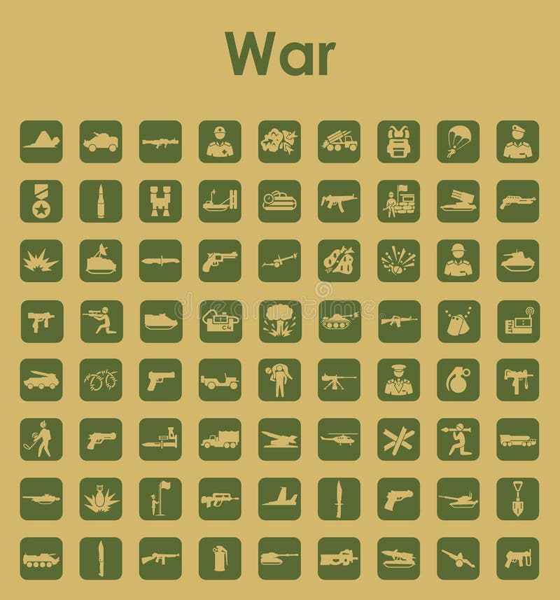 Set of war simple icons stock vector. Illustration of design - 79128966