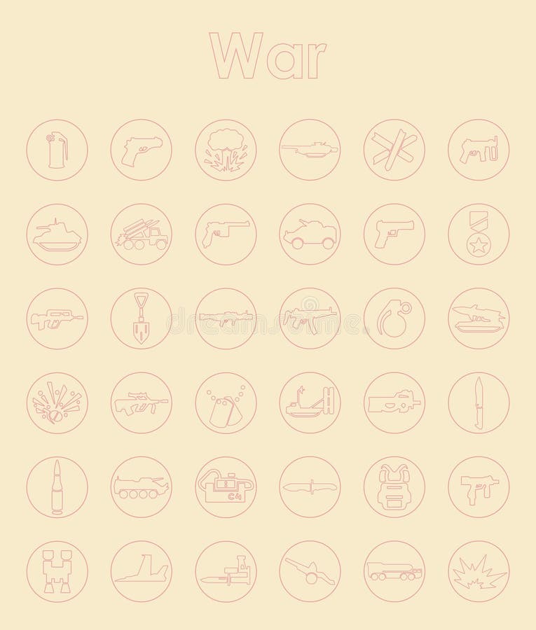Set of war simple icons stock vector. Illustration of creative - 85011701