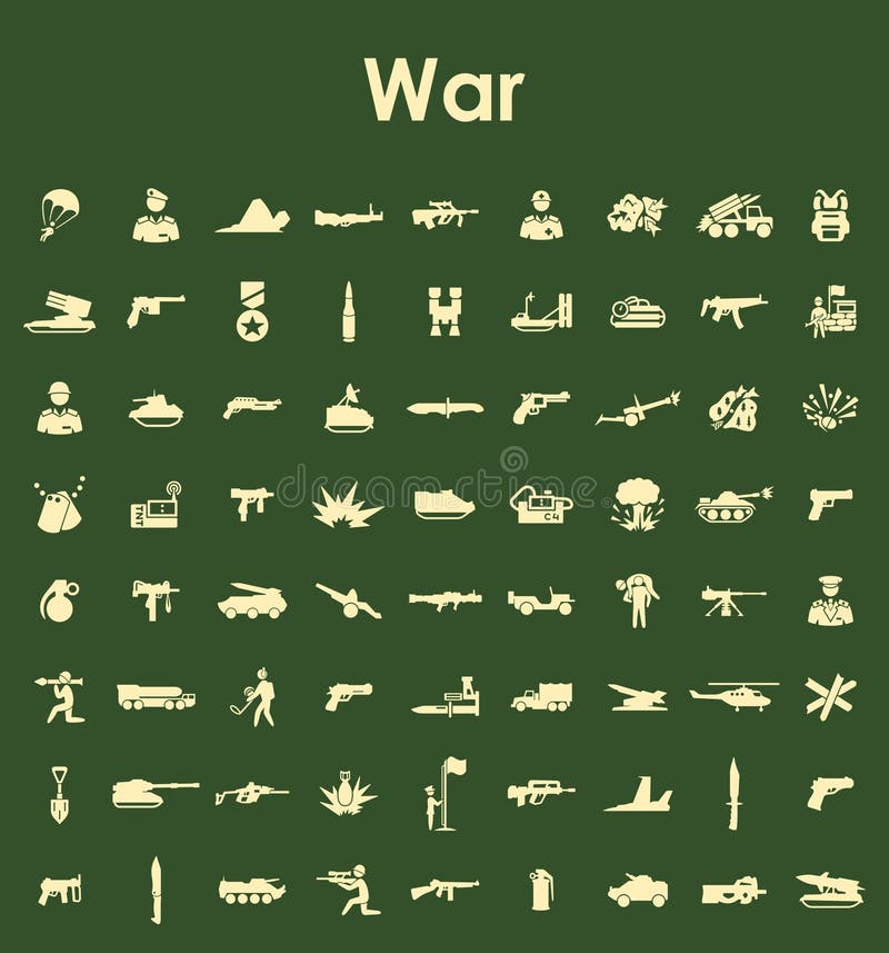 Military Silhouette Pictogram and War Icons Set Stock Vector ...