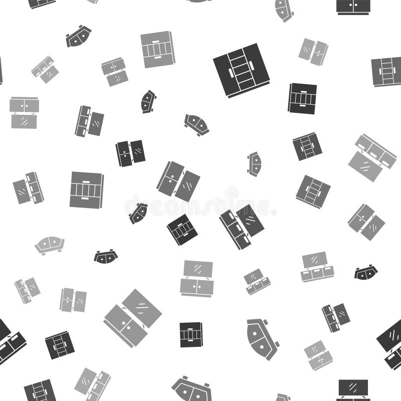 Set Wardrobe, Sofa, TV Table Stand and on Seamless Pattern. Vector ...