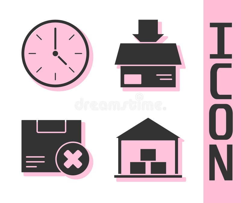 Set Warehouse, Clock, Carton Cardboard Box and Delete and Carton ...