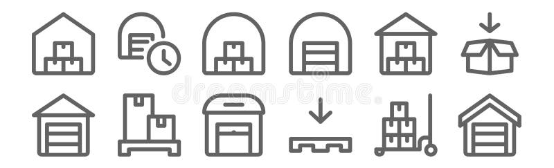 Set of 12 Warehouse Icons. Outline Thin Line Icons Such As Warehouse ...