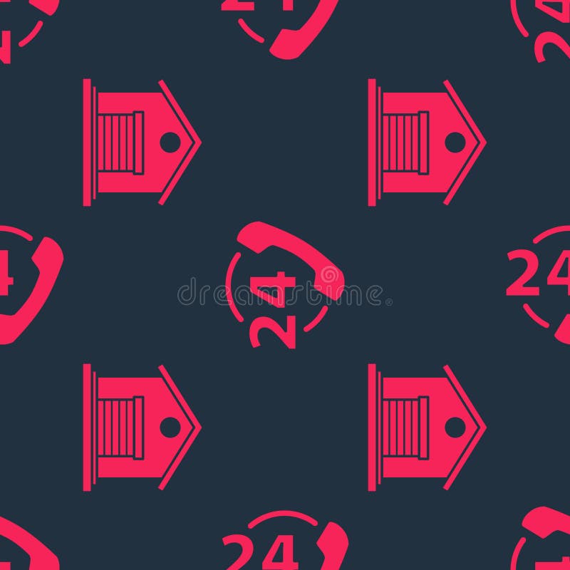 Set Warehouse and Telephone 24 Hours Support on Seamless Pattern ...