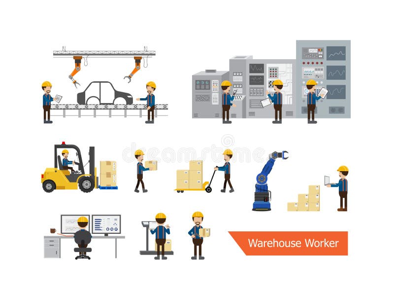 Warehouse worker process stock vector. Illustration of design - 153805742
