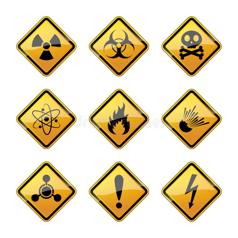 Set of Warning Hazard Signs. Vector Illustration. Stock Illustration ...