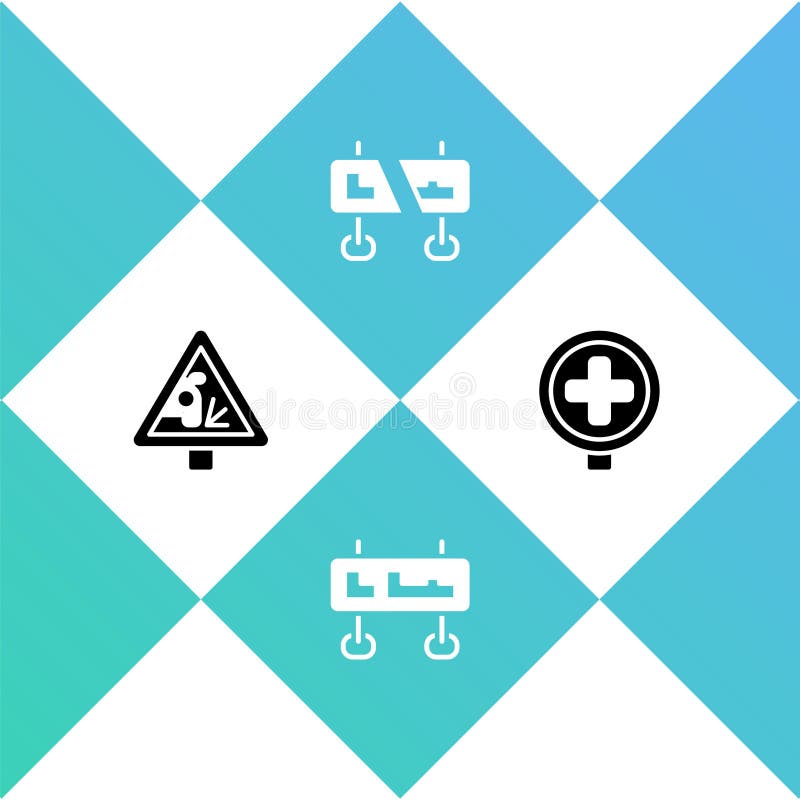 Set Warning Road Sign, Road Traffic, and Hospital Icon. Vector Stock ...