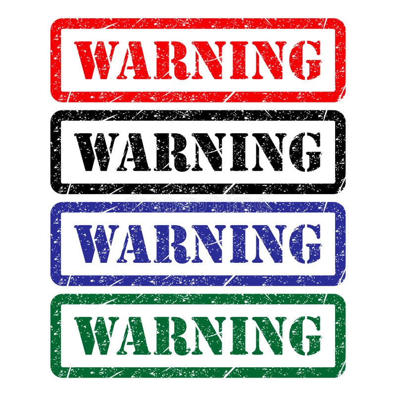 Set of Warning Stamp Symbol, Label Sticker Sign Button, Text Banner ...