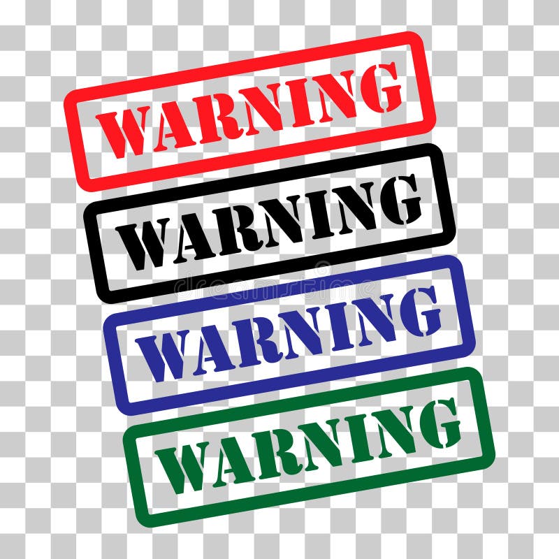 Set of Warning Stamp Symbol, Label Sticker Sign Button, Text Banner ...