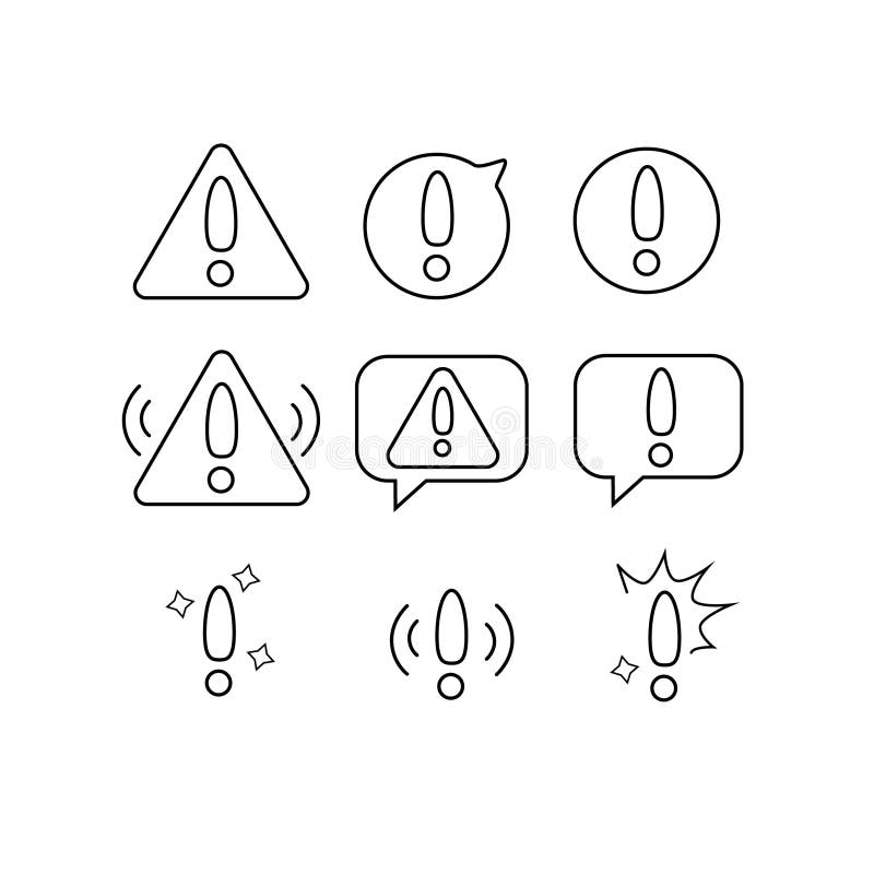 Set of Warnings Vector Line Simple Icons Stock Vector - Illustration of ...