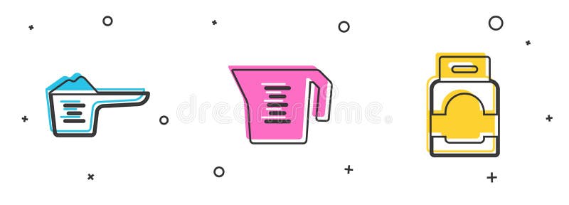 Set Washing Powder, Measuring Cup and Laundry Detergent Icon. Vector ...