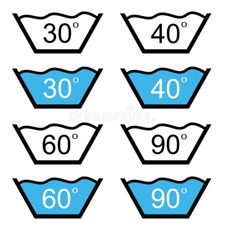 Set of Washing Sign Vector Illustration Stock Vector - Illustration of ...