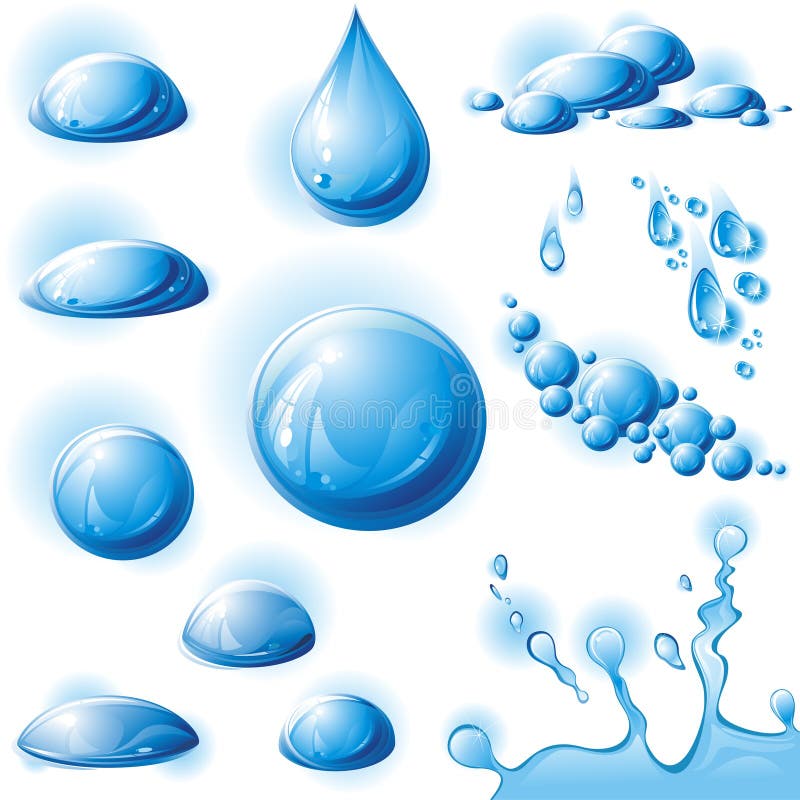 Set Wassertropfen. vektor abbildung. Illustration von luftblase - 13045116