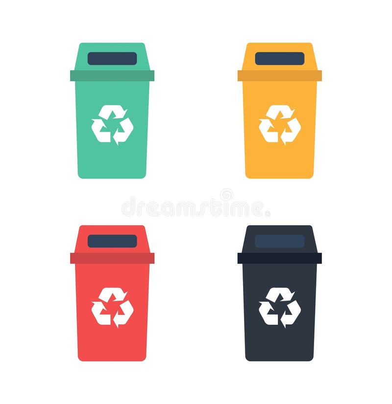 Set of Waste Containers Symbol Stock Vector - Illustration of package ...