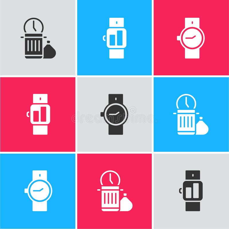 Set Waste of Time, Smartwatch and Wrist Icon. Vector Stock Vector ...