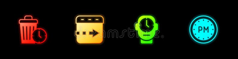 Set Waste of Time, Time Flies on the Clock, Clock and Day Icon. Vector ...