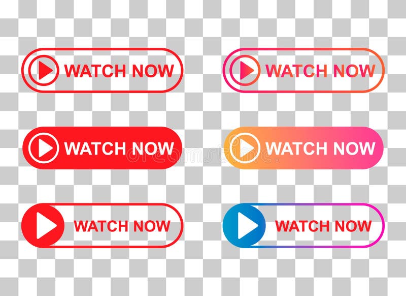 Set of Watch Now Icon, Website Online Button Player Symbol, Play Video ...