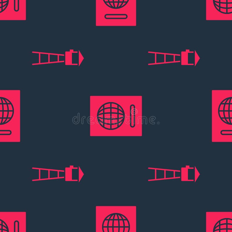 Set Watch Tower and Passport on Seamless Pattern. Vector Stock Vector ... Set Watch Tower and Passport on Seamless Pattern. Vector Stock Vector ...