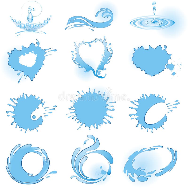 Set of Water Design Elements Stock Vector - Illustration of earth ...