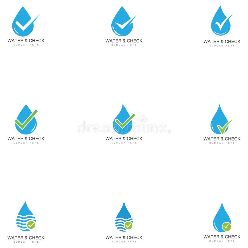 Set of Water Drop Check Mark Icon Vector Illustration Design Template ...