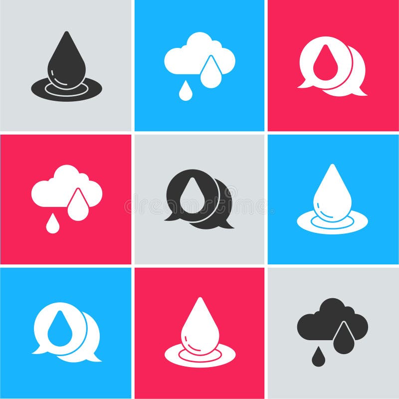 Set Water Drop, Cloud with Rain and Icon. Vector Stock Vector ...