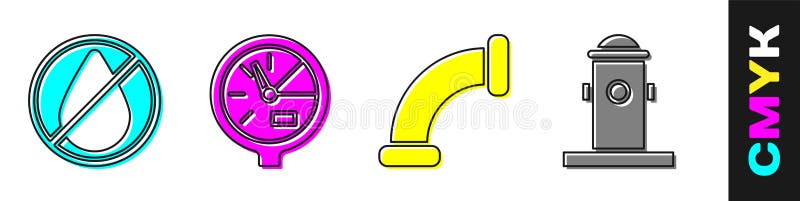 Set Water Drop Forbidden, Water Meter, Industry Metallic Pipe and Fire ...