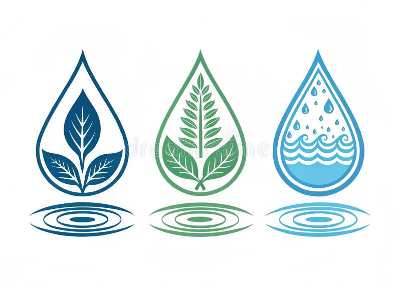 Water Drop Logo Collection with Nature and Liquid Elements Stock ...