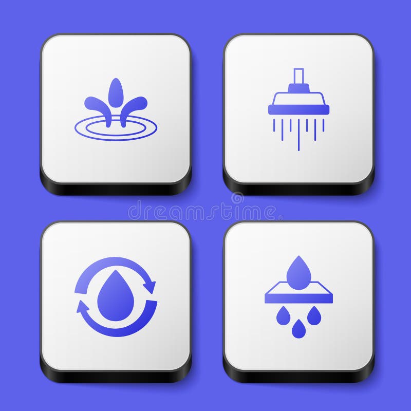 Set Water Drop, Shower, Recycle Clean Aqua and Filter Cartridge Icon ...