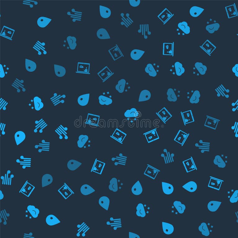 Set Water Drop, Weather Forecast, Cloud with Snow and Wind on Seamless ...