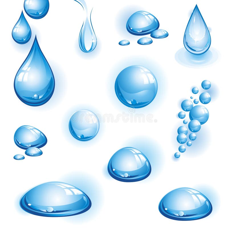 Set of water drops. stock vector. Illustration of organic - 12764626