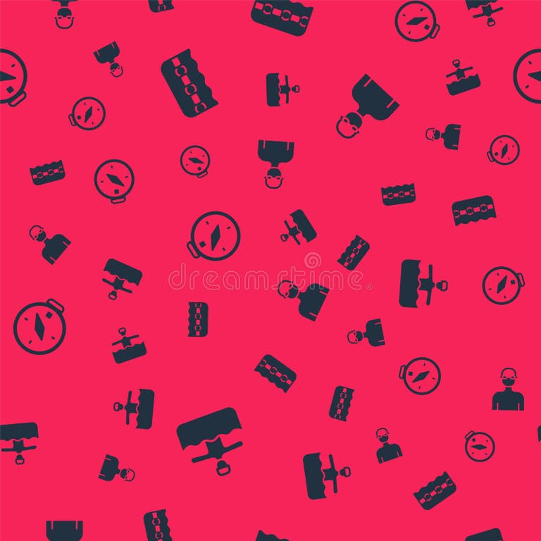 Set Water Gymnastics, Swimming Pool, Compass and Swimmer on Seamless ...