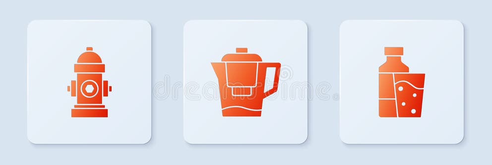 Set Water Jug with a Filter, Fire Hydrant and Bottle of Water Glass ...