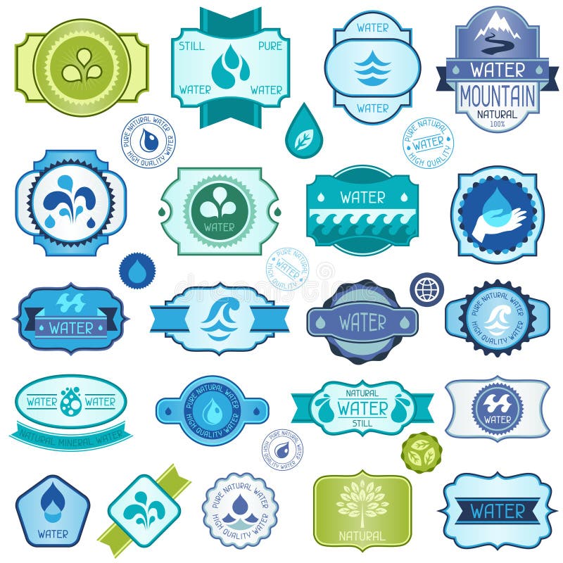 Badges Set Stickers Water Stock Illustrations – 219 Badges Set Stickers ...