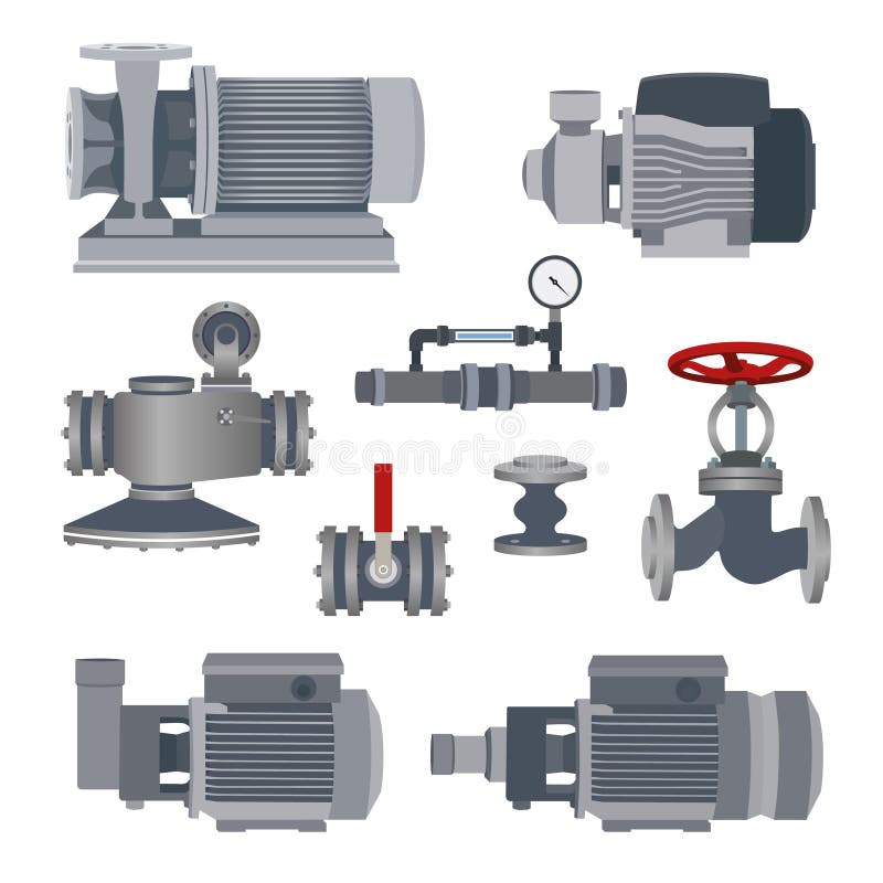 Set-water Motor, Pump, Valves for Pipeline. Vector Stock Vector ...