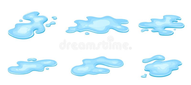 Water Puddle, Liquid Cartoon Style. Drop Isolated on White Background ...