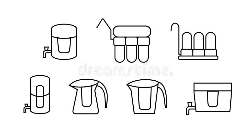 Set of Water Purifier Icon in Linear Style, Vector Stock Vector ...