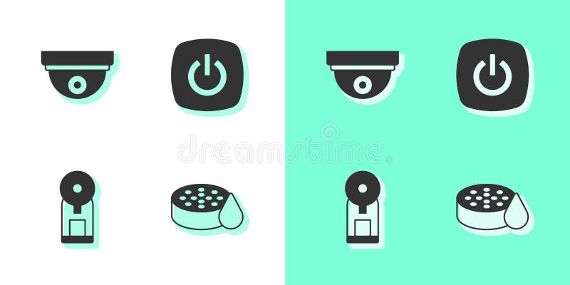 Set Water Sensor Motion Smart Coffee Machine and Home Icon. Vector ...