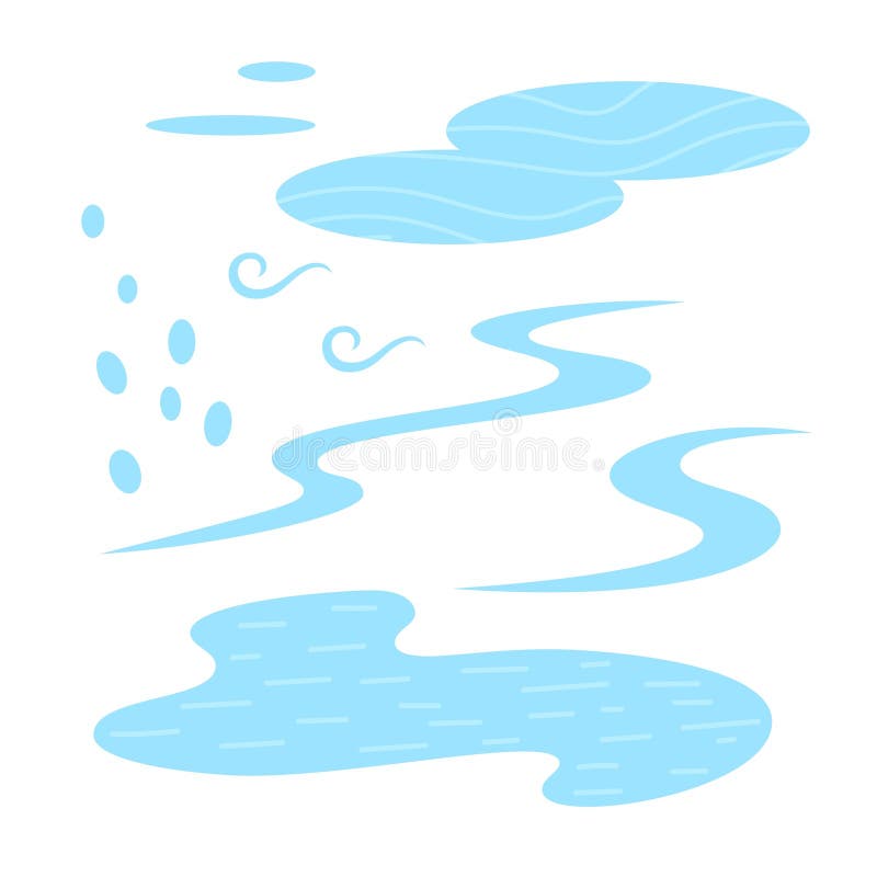 Set of Water Sources Stream, Lake, Pond, Puddle Stock Vector ...