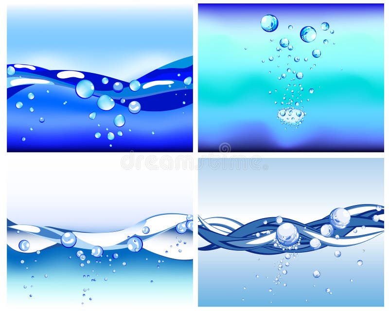 Water backgrounds set stock vector. Illustration of bubbles - 9989916