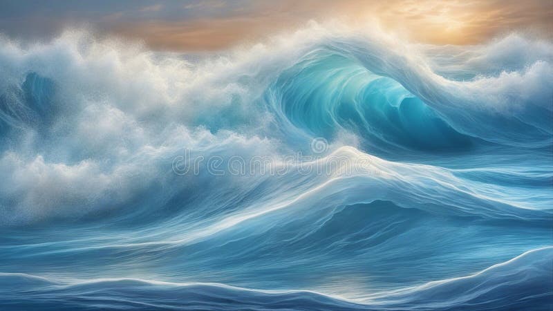 A Set of Water Waves in Different Shapes and Sizes, Representing the ...